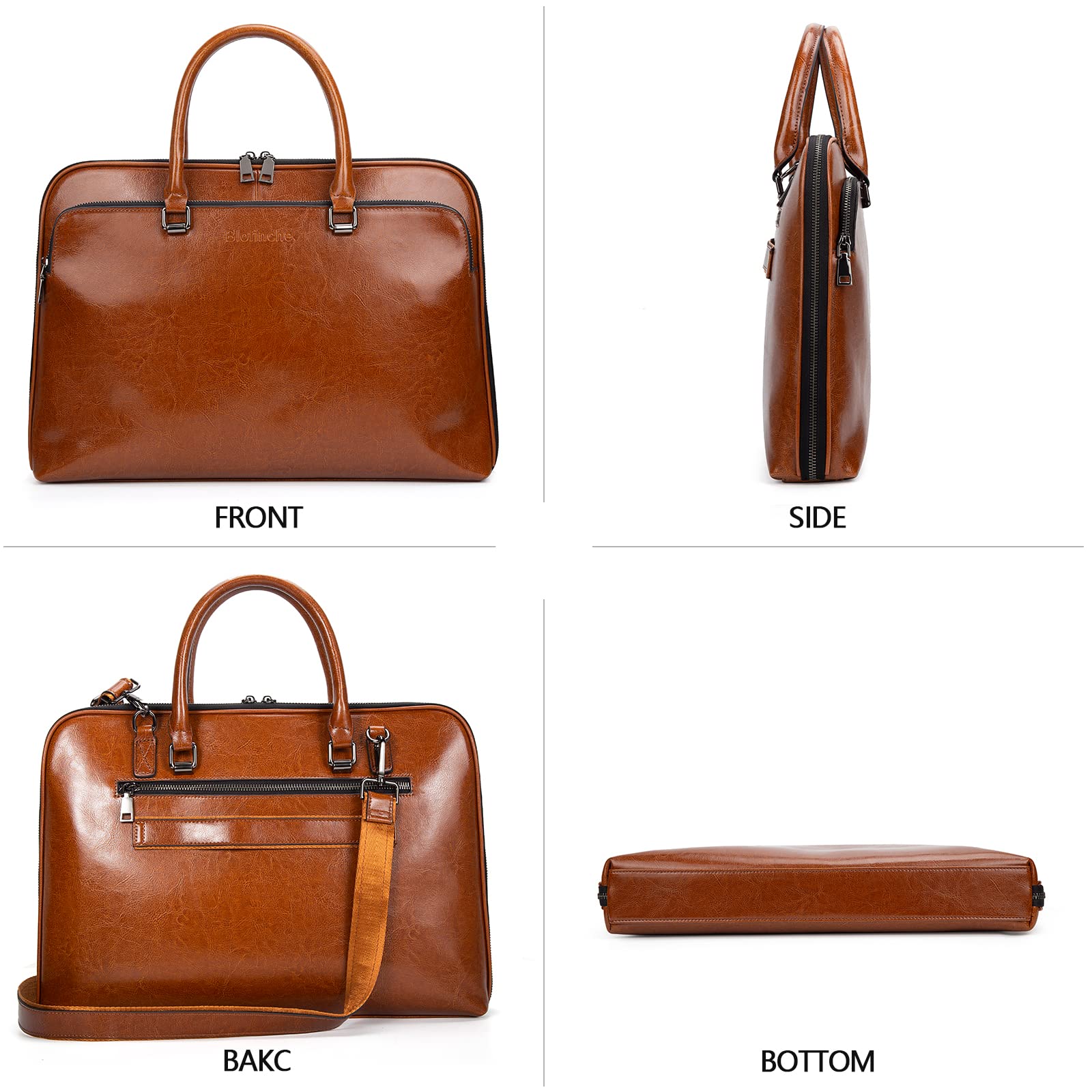Laptop Messenger briefcase shoulder bag: Genuine Leather men 13 14 inch macbook case women work tote handbag Brown