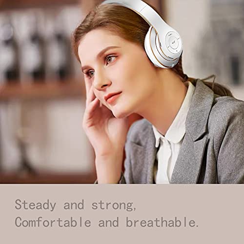 Luhuanx Bluetooth Earbuds, Wireless Industry Leading Noise Canceling Overhead Headphones with Mic for Phone-Call and Alexa Voice Control-White