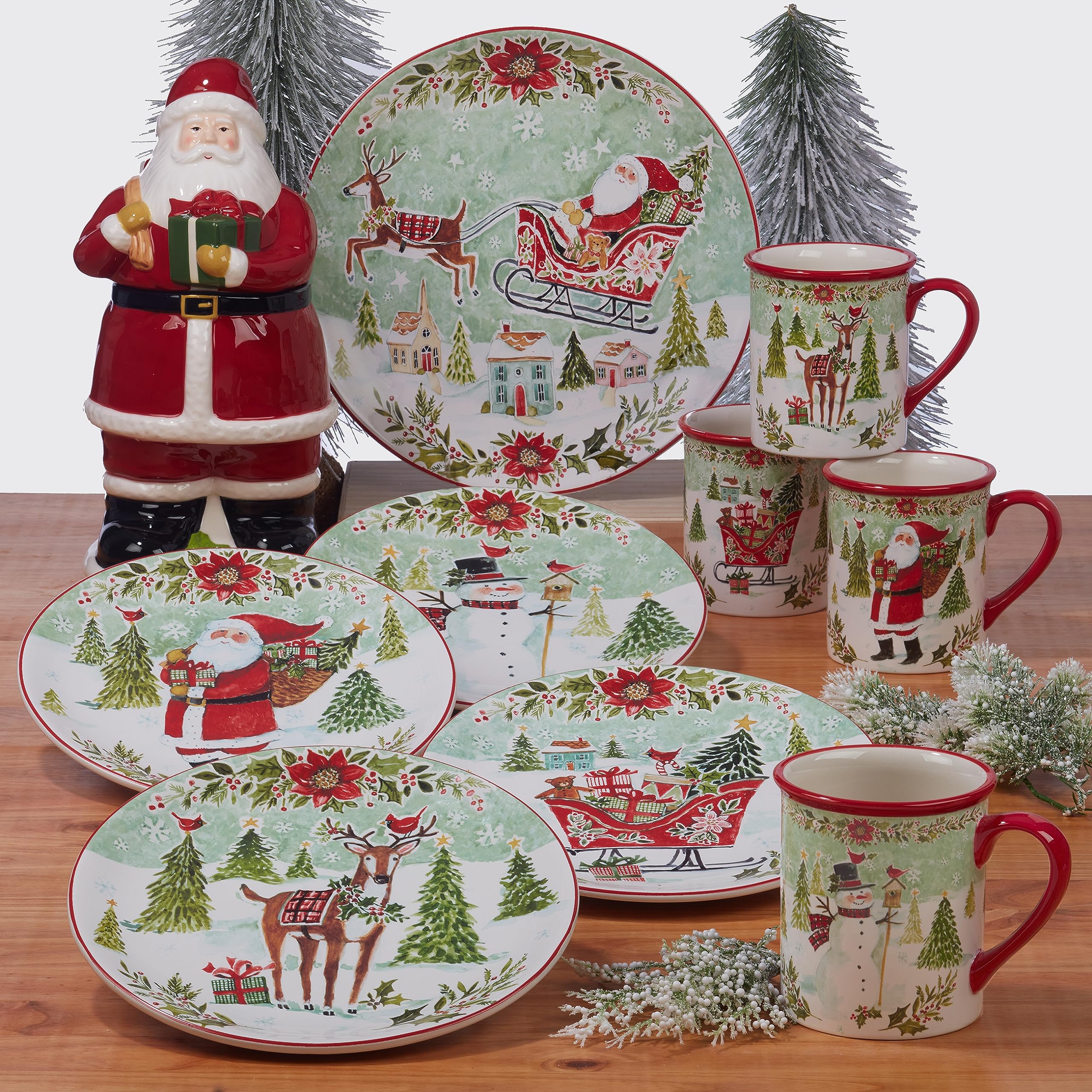 Certified International Joy of Christmas 9" Salad/Dessert Plates, Set of 4 Assorted Designs, Multicolor