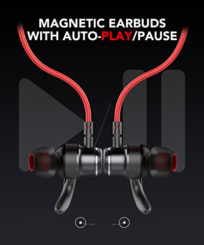 FAMOO Wireless Headphones, Neckband Bluetooth 5.3 Headphones with 24Hrs Playtime, Bluetooth Earbuds with Mic, USB-C, IPX7 Waterproof HD Stereo Ear Buds for Sports and Workout