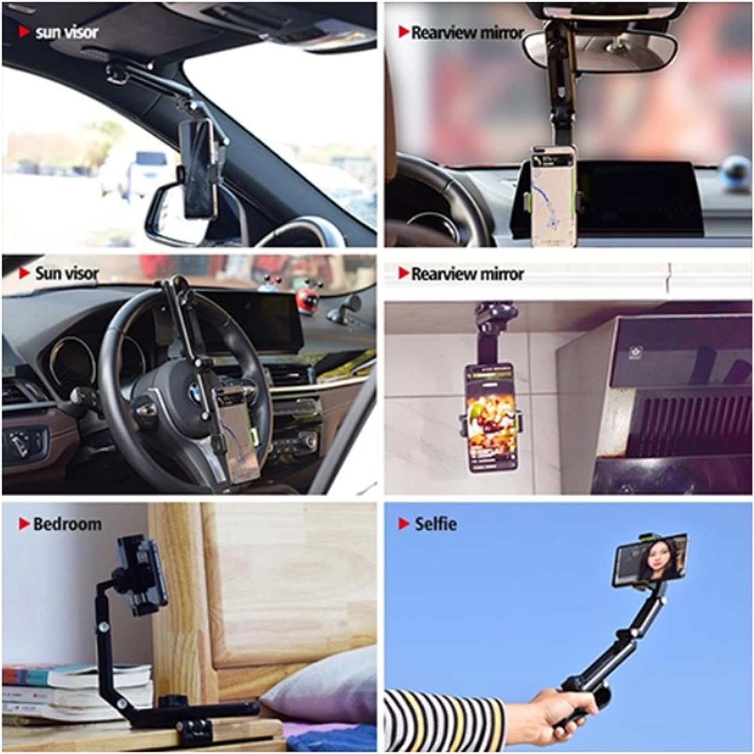 Kevaby Phone Holder-Kevaby Rotatable and Retractable Car Phone Holder,Sun Visor Phone Holder for Car, Multifunctional 360,Rotatable and Retractable Car Phone Holder Visor,Multifunction Holder (B2)