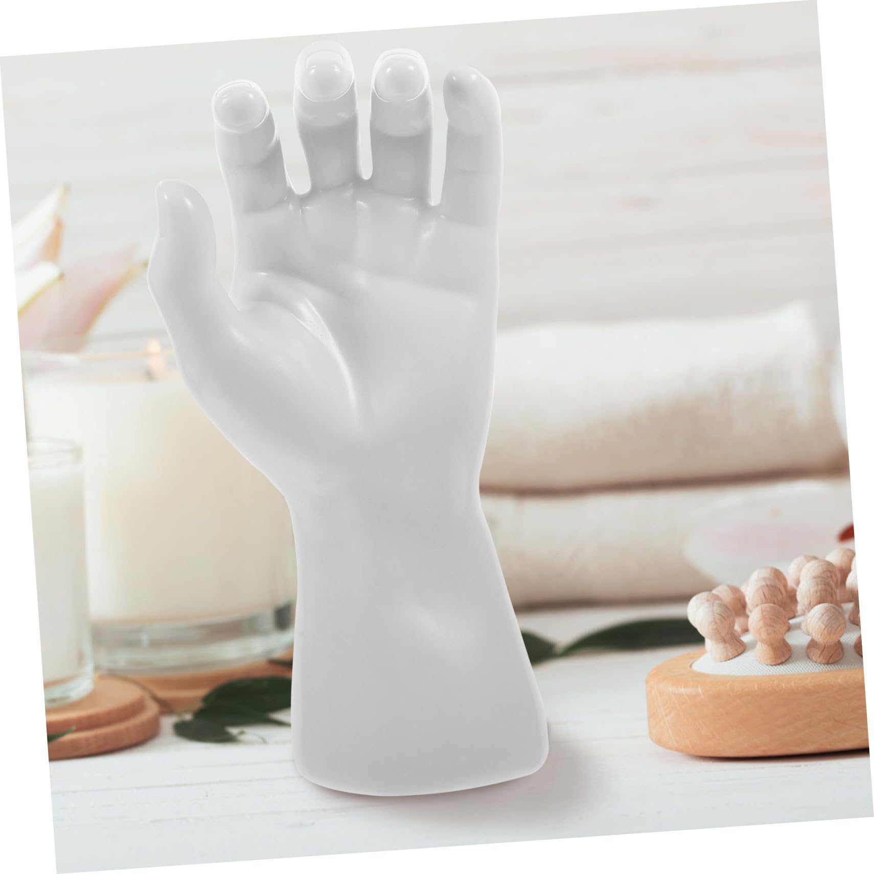 Table Top Display Stand Hand Model for Gloves Hand Mannequin Jewelry Display Stand Male Hand Model for Bracelet Bangle Gloves Ring Display White Left Plastic Gloves