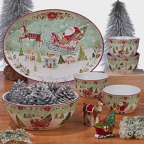 Certified International Joy of Christmas 9" Salad/Dessert Plates, Set of 4 Assorted Designs, Multicolor