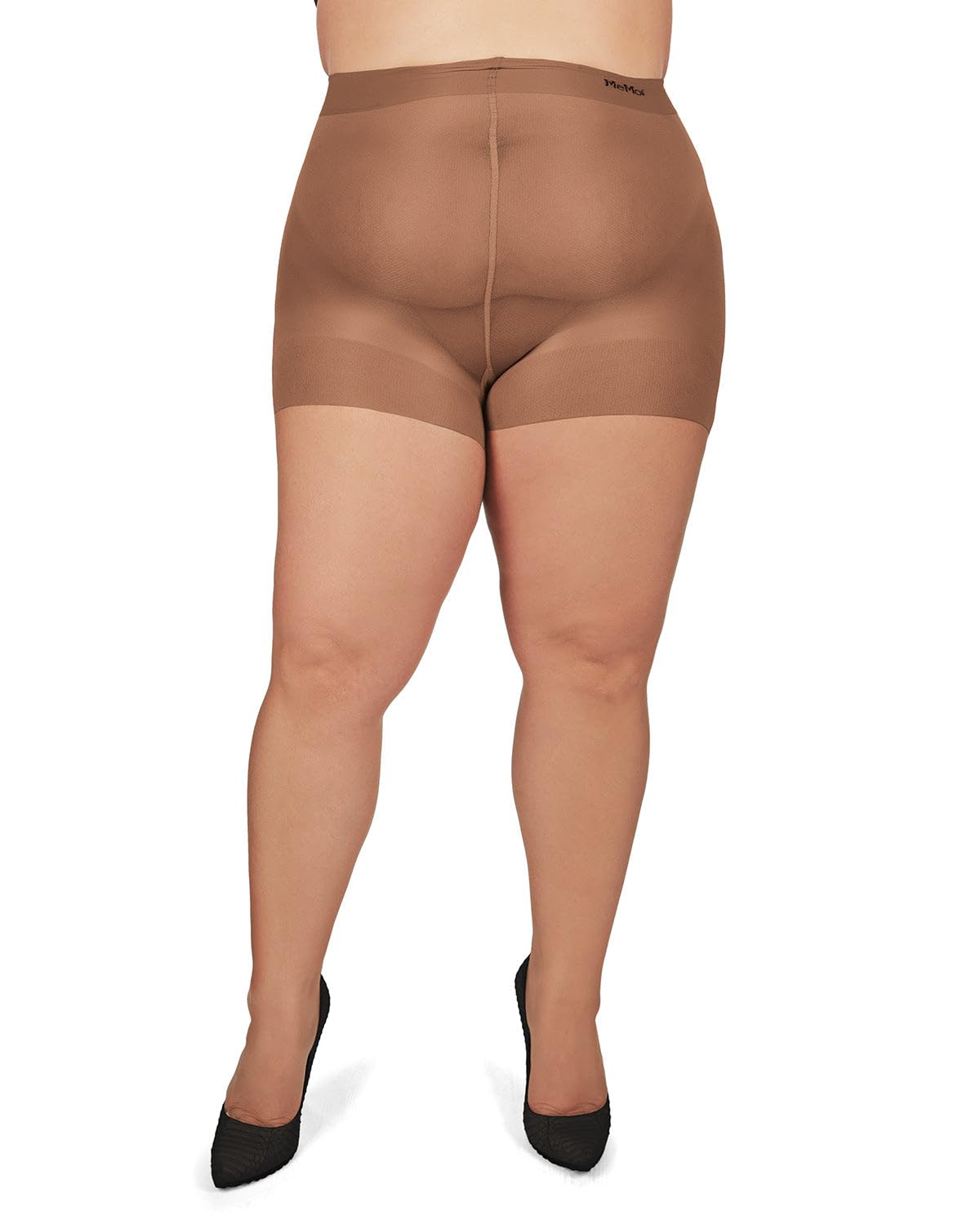 MeMoi Plus Size Curvy Control Top Pantyhose for Women, Comfortable Sheer Pantyhose, Lightweight Womens Stockings - French Coffee 7X