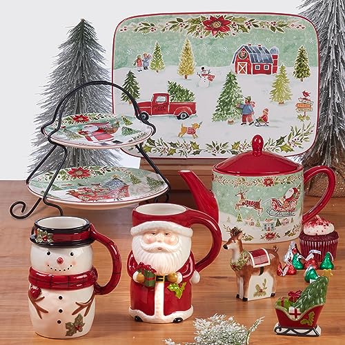 Certified International Joy of Christmas 9" Salad/Dessert Plates, Set of 4 Assorted Designs, Multicolor