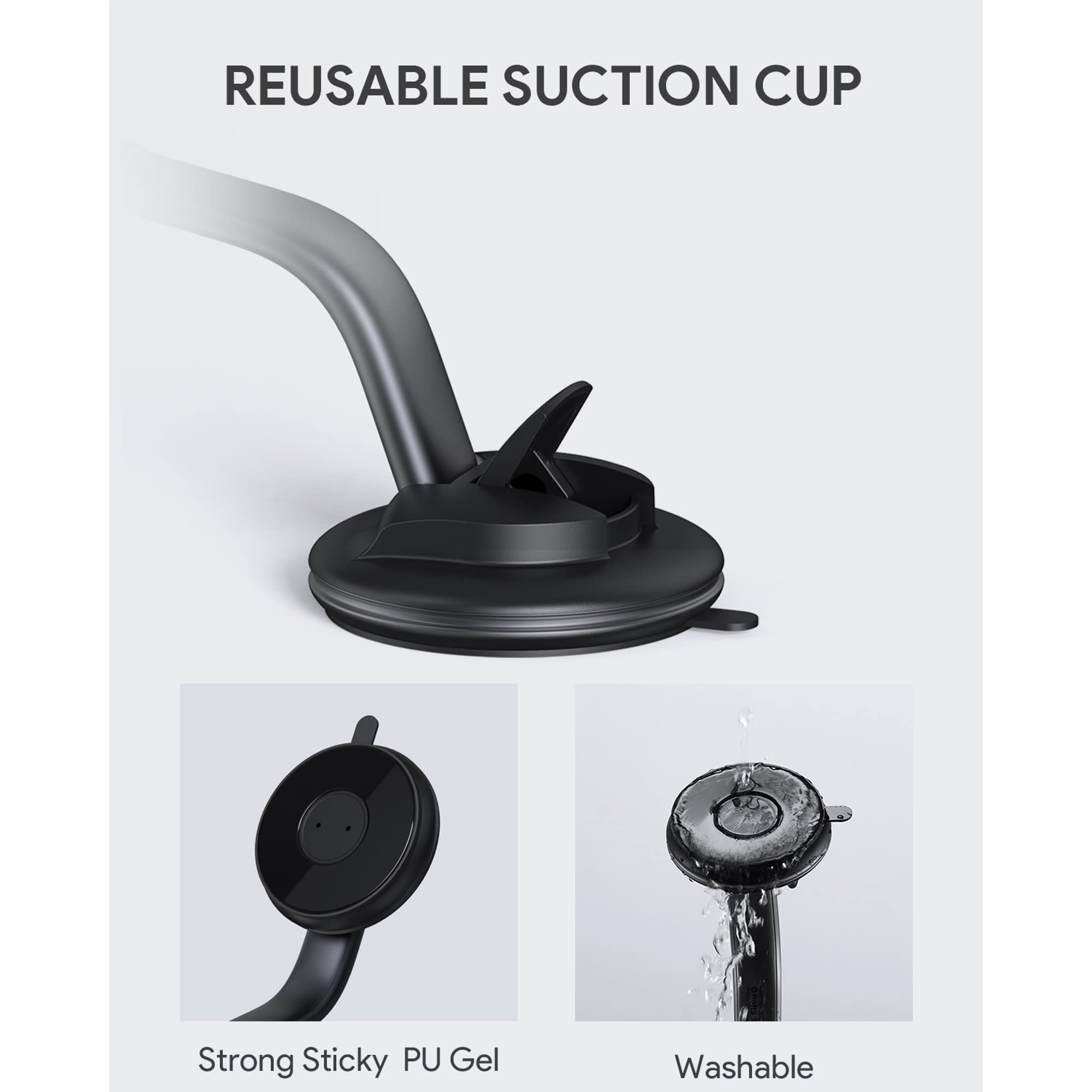 Car Phone Holder for Car 360 Degrees, Phone Mount HD C49, Gray (Black)