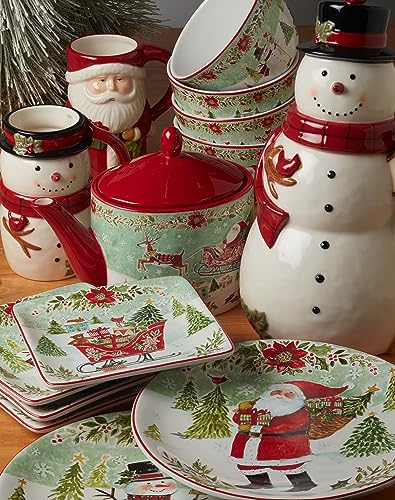 Certified International Joy of Christmas 9" Salad/Dessert Plates, Set of 4 Assorted Designs, Multicolor