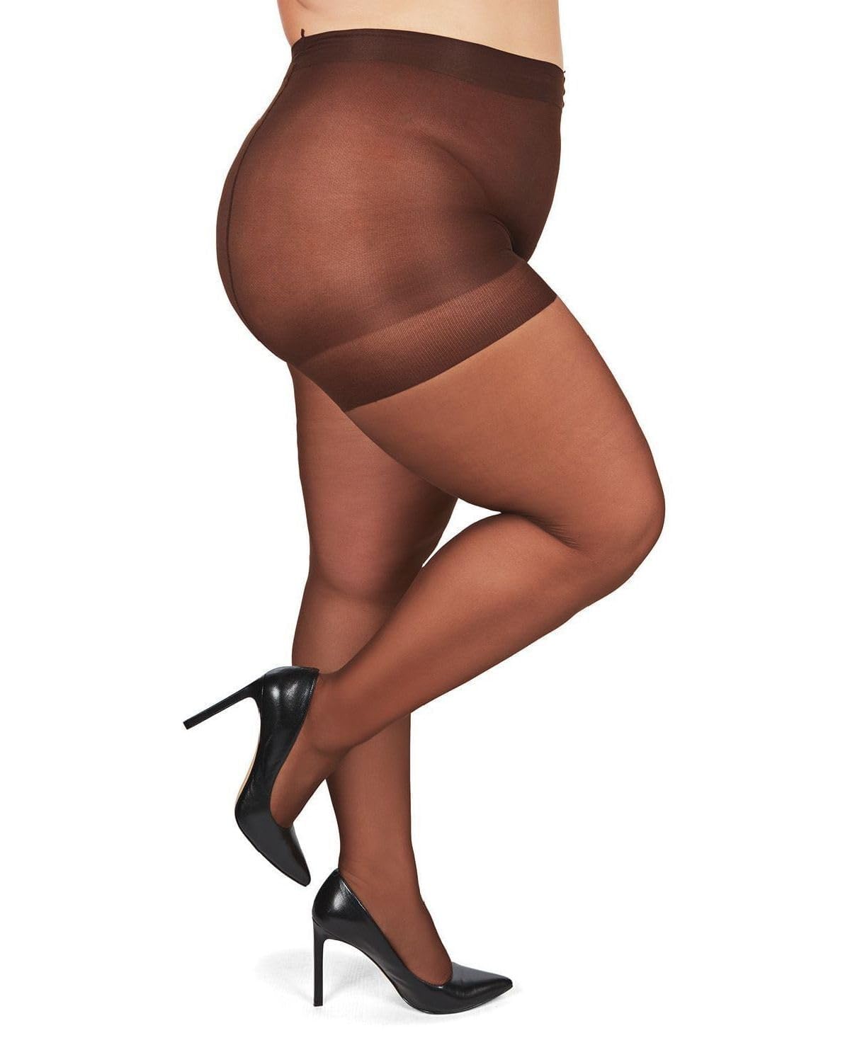 MeMoi Plus Size Curvy Control Top Pantyhose for Women, Comfortable Sheer Pantyhose, Lightweight Womens Stockings - French Coffee 7X