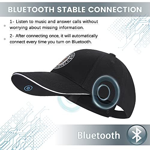 QZTELECTRONIC Bone Conduction Headphones, Bluetooth Headphones Wireless, Waterproof Headset with Microphone, Bone Conduction Cap for Cycling, Running, Fishing, Ideal Gift for Men/Women, Black