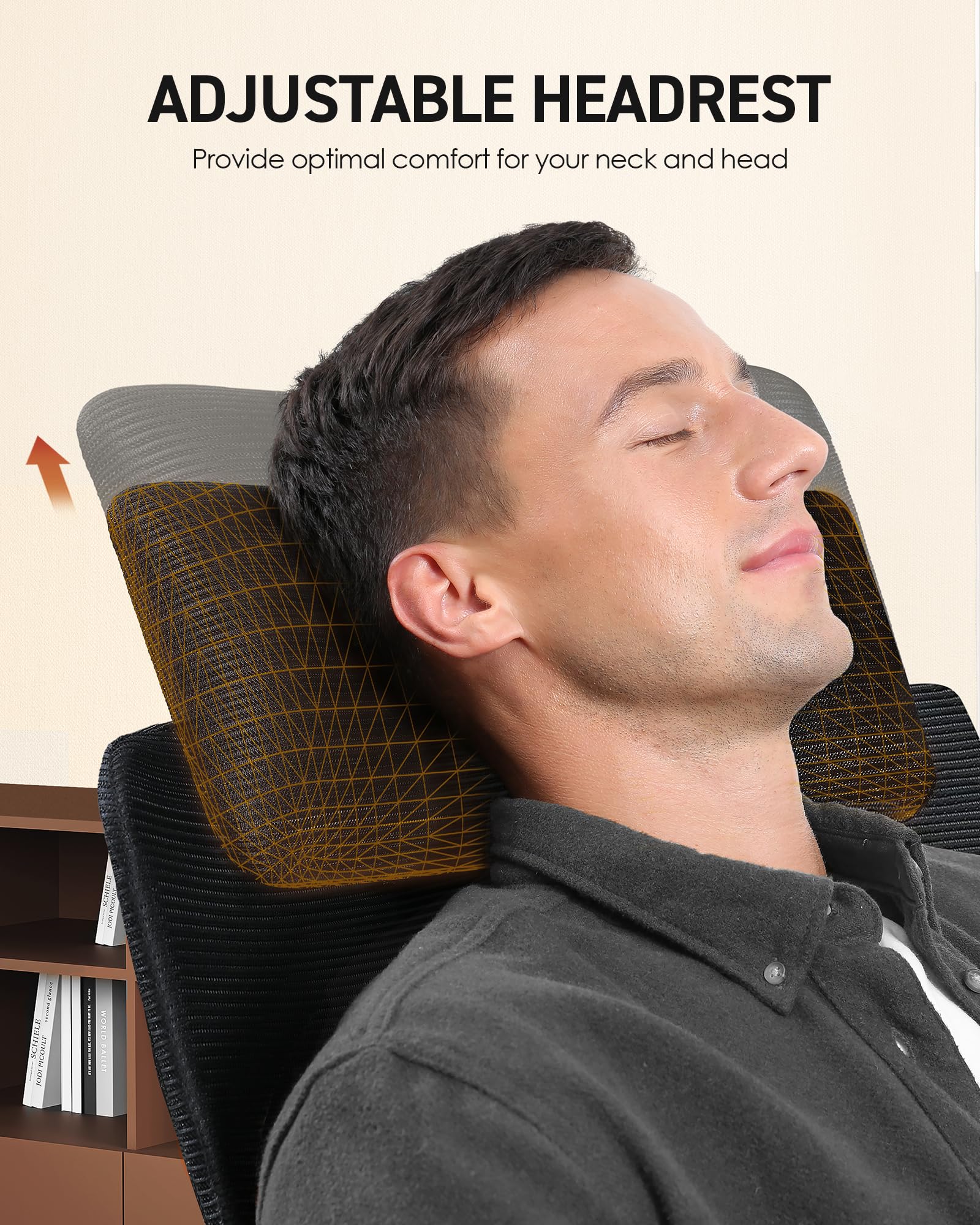 CAPOT Office Chairs with Headrest & Lumbar Support, High Back Office Chair for Neck Pain, Desk Chair with Infinite Angle Locking 90°-130°, Big and Tall Ergonomic Office Chair