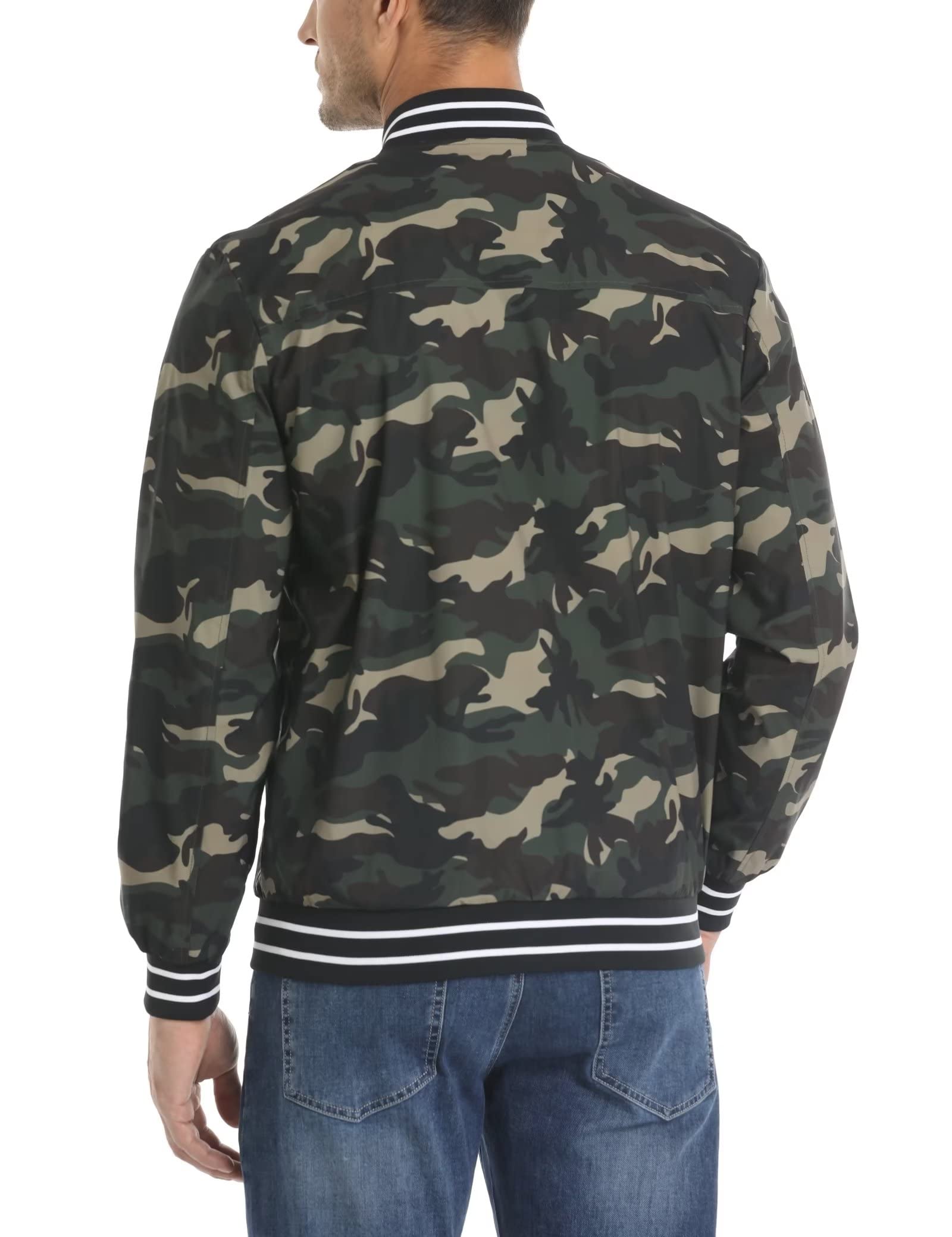 MAGCOMSEN Jackets for Men Bomber Jacket Lightweight Windbreaker Casual Windproof Jacket Full Zip Camouflage Jackets Camouflage Green, XL