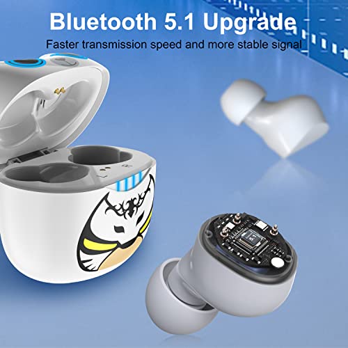 Cartoon Bluetooth Earbuds, Bluetooth 5.1 ,StereoActive Noise Cancellation, Bluetooth 5.1 Smart Touch, IPX5 Waterproof and Sweatproof, 36 Hours Play Time, for Android/iOS
