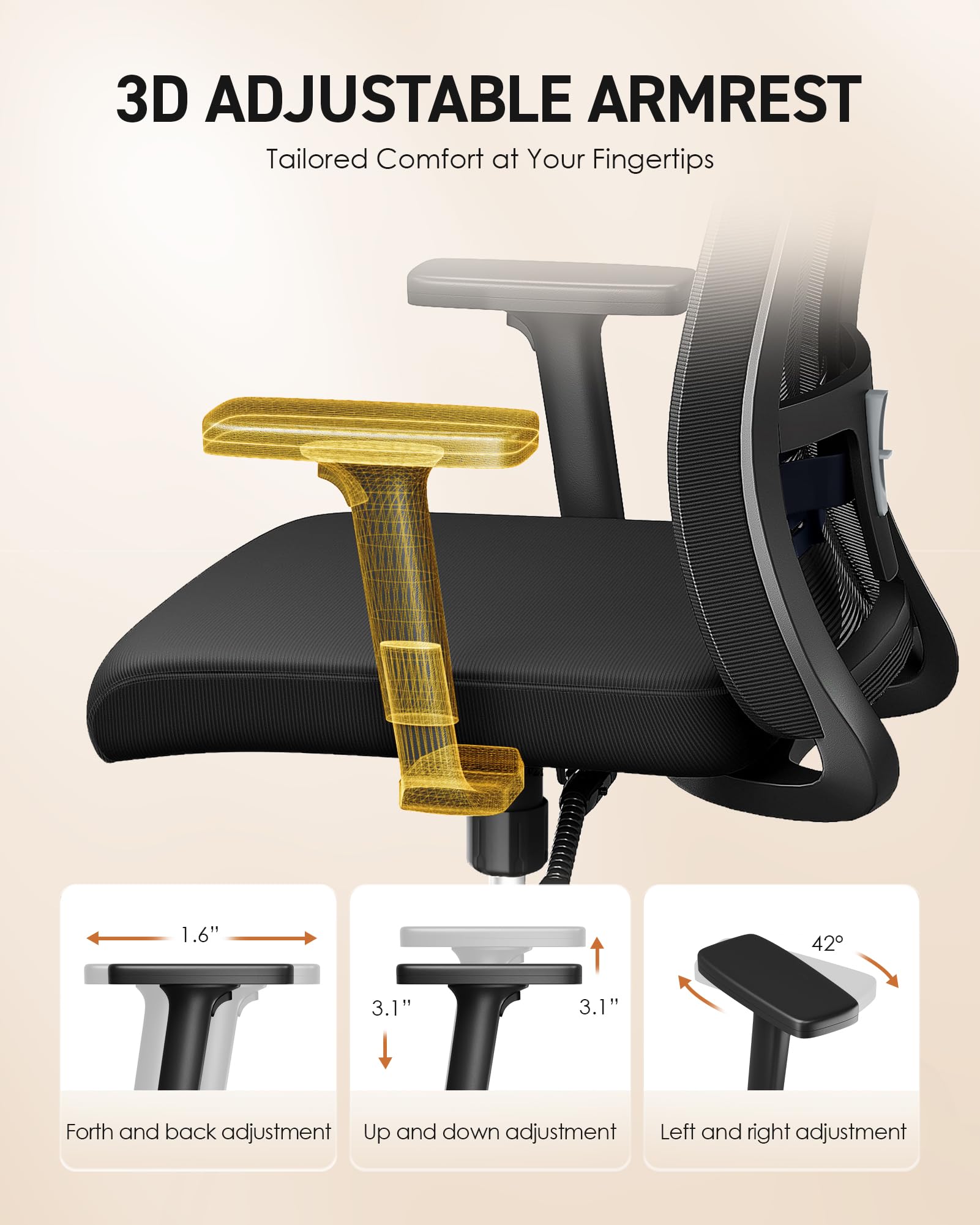 CAPOT Office Chairs with Headrest & Lumbar Support, High Back Office Chair for Neck Pain, Desk Chair with Infinite Angle Locking 90°-130°, Big and Tall Ergonomic Office Chair