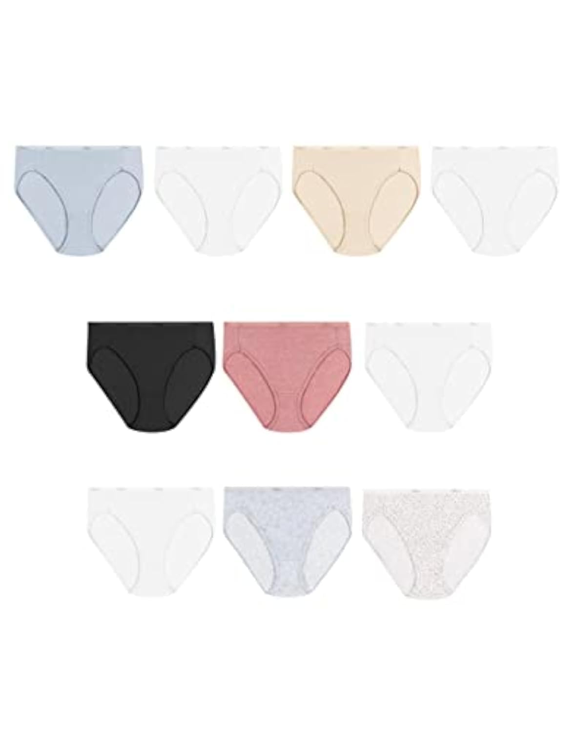 Hanes womens Panties Pack, 100% Cotton Underwear, Moisture-wicking Underwear, Ultra-soft and Breathable, Tagless Underwear, 10 Pack - Hi Cut Assorted, 7 US