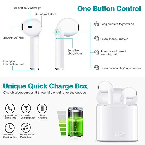 UCLL Wireless Headphones, Noise Canceling Bluetooth Headphones Stereo IPX5 Waterproof in-Ear Sports Bluetooth Headphones with Mini Charging Case and Built-in Microphon,for iPhone Android