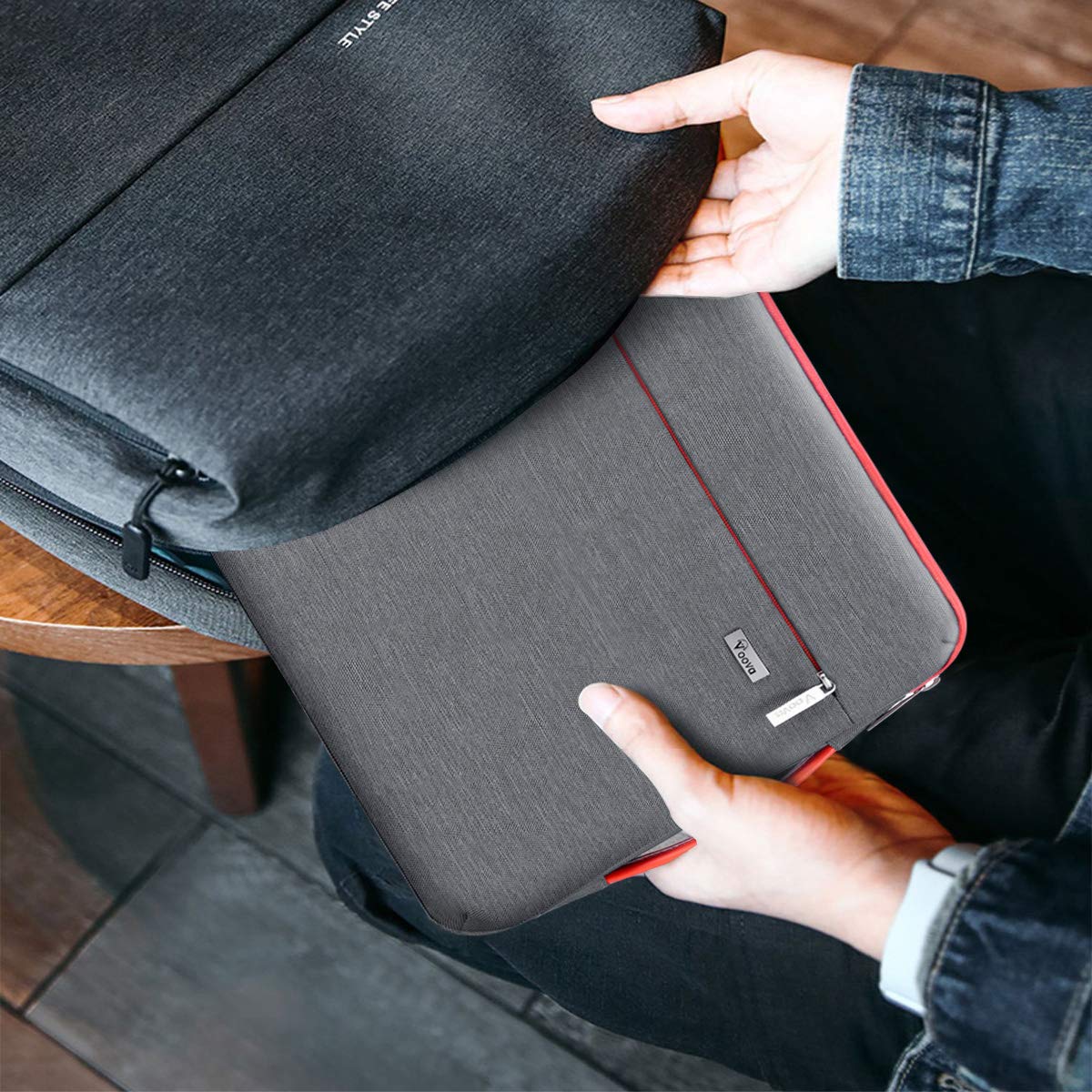 Voova 13 Inch Laptop Sleeve Case Compatible with MacBook Air/MacBook Pro 13 M2/M1,13.5 Surface Laptop 5/4,XPS 13 Chromebook,iPad Pro 12.9,360°Protective Computer Bag Cover with Organizer Pocket, Grey