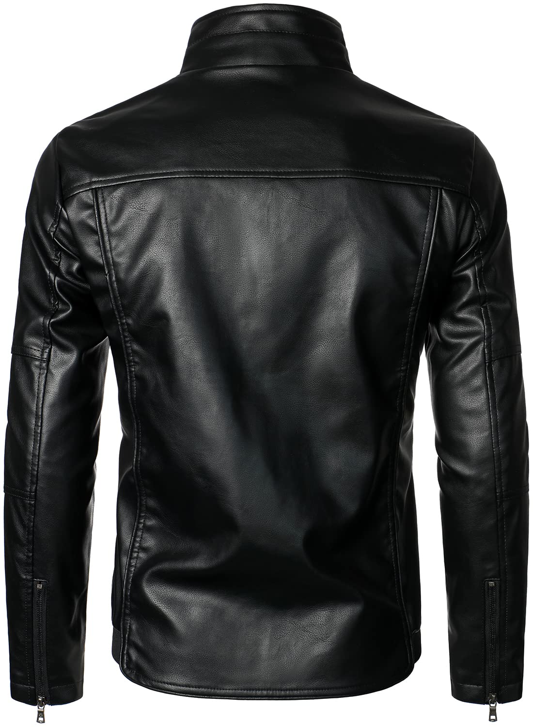 HOOD CREW Mens Faux Leather Jacket Lightweight Fashion Motorcycle Leather Jackets Coat Black 3XL