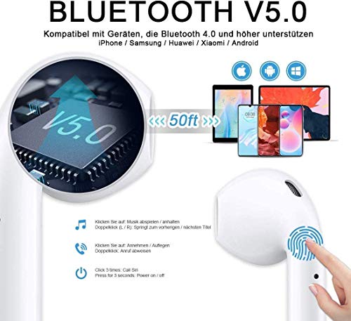 UCLL Wireless Headphones, Noise Canceling Bluetooth Headphones Stereo IPX5 Waterproof in-Ear Sports Bluetooth Headphones with Mini Charging Case and Built-in Microphon,for iPhone Android