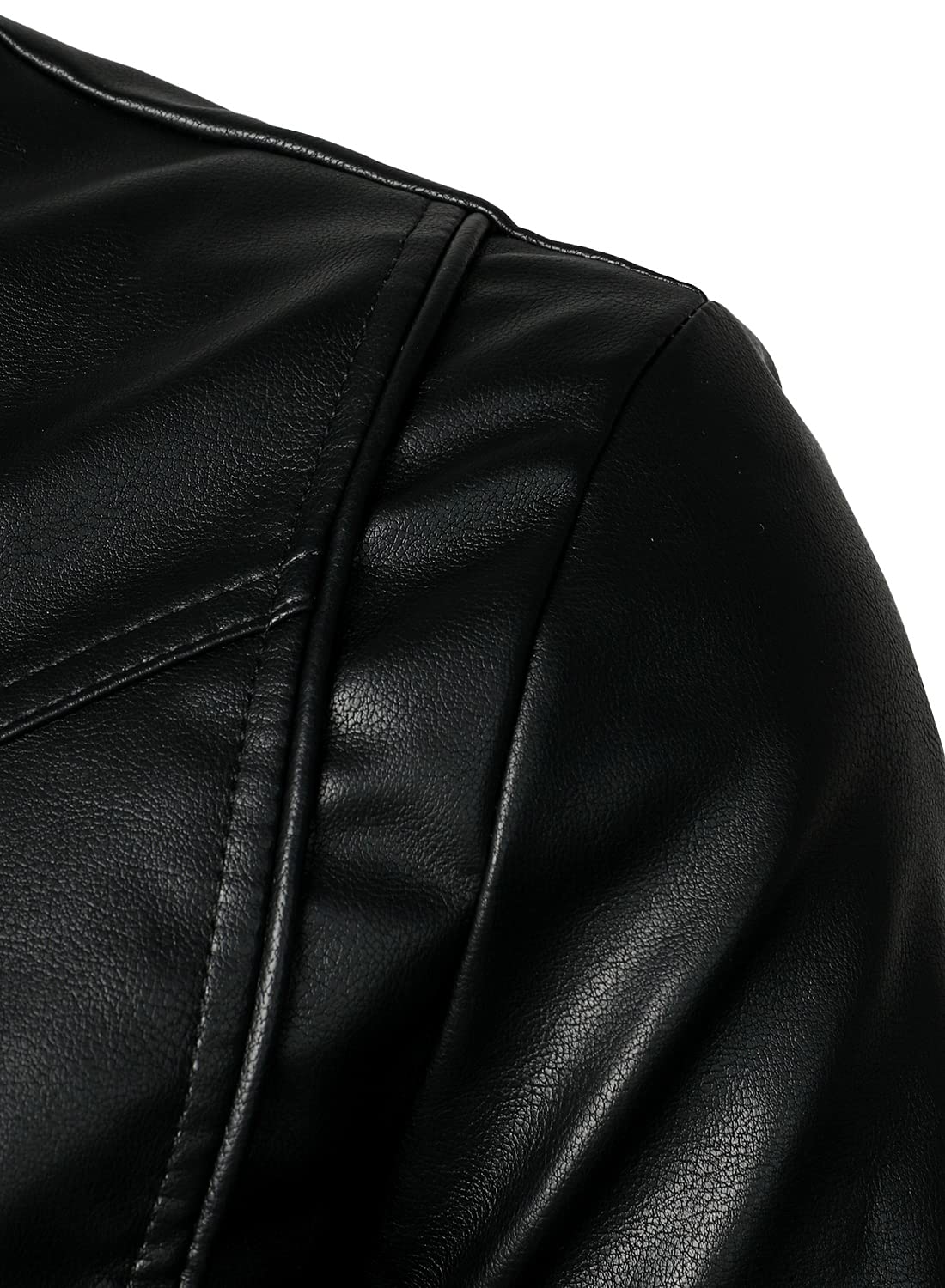 HOOD CREW Mens Faux Leather Jacket Lightweight Fashion Motorcycle Leather Jackets Coat Black 3XL