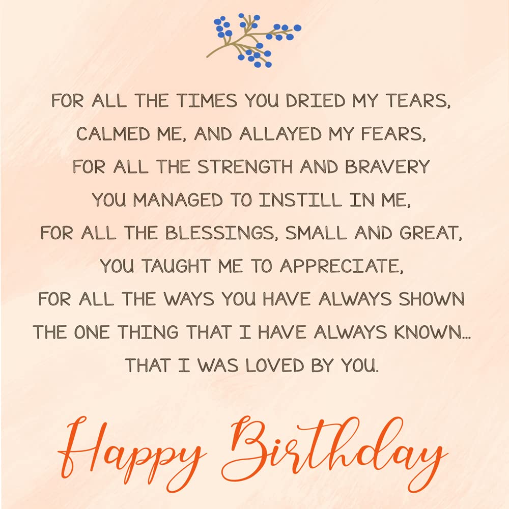 Prime Greetings Heartfelt Birthday Card For Mom (Mother), Made in America, Eco-Friendly, Thick Card Stock with Premium Envelope 5in x 7.75in, Packaged in Protective Mailer