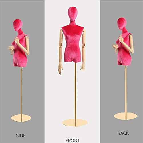 Mannequin Display Stand Dress Form Mannequin Body, Detachable Mannequin Realistic Display Mannequin Head Metal Base ( Color : Black ) (Red )