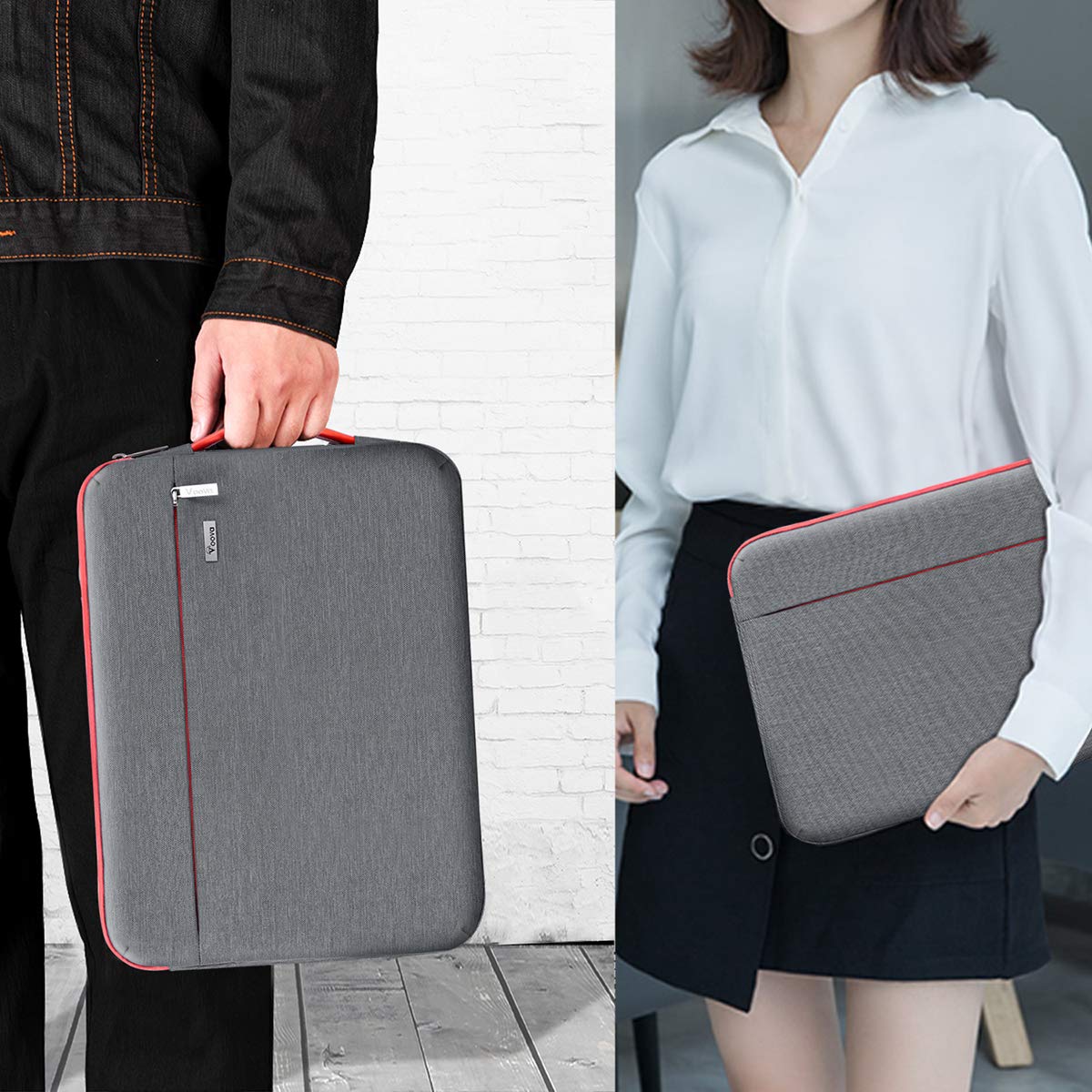 Voova 13 Inch Laptop Sleeve Case Compatible with MacBook Air/MacBook Pro 13 M2/M1,13.5 Surface Laptop 5/4,XPS 13 Chromebook,iPad Pro 12.9,360°Protective Computer Bag Cover with Organizer Pocket, Grey