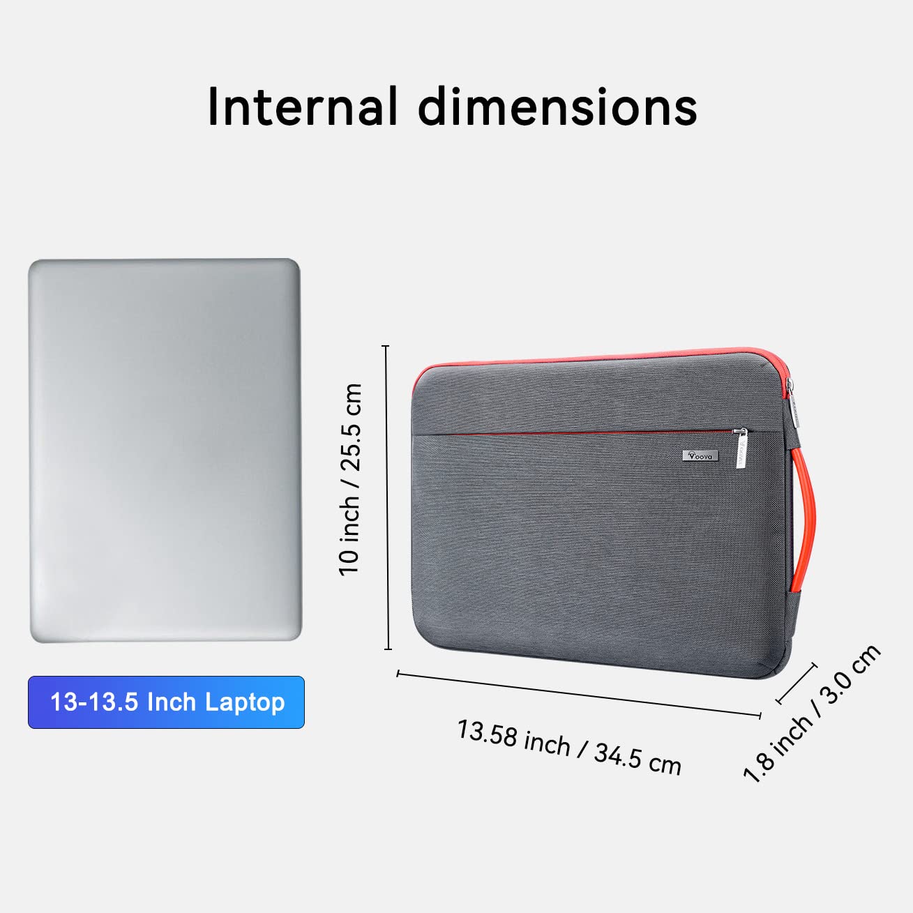 Voova 13 Inch Laptop Sleeve Case Compatible with MacBook Air/MacBook Pro 13 M2/M1,13.5 Surface Laptop 5/4,XPS 13 Chromebook,iPad Pro 12.9,360°Protective Computer Bag Cover with Organizer Pocket, Grey