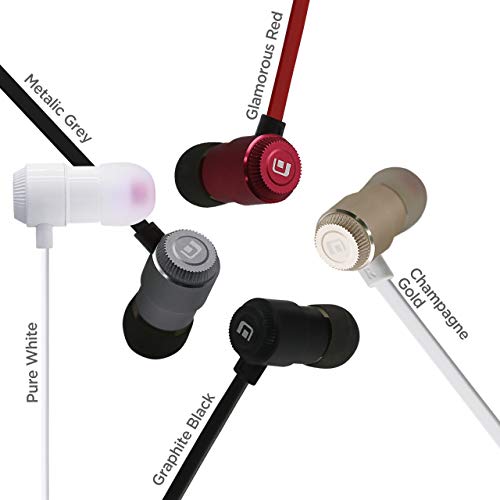 MobiFren Holeic Wireless Bluetooth Earbuds Hi-Fi Quality Stereo Sound Metal Ear Body with Smartphone Mobile App-Magnetic Earphones for Sport, Running Sweat-Proof (Grey)