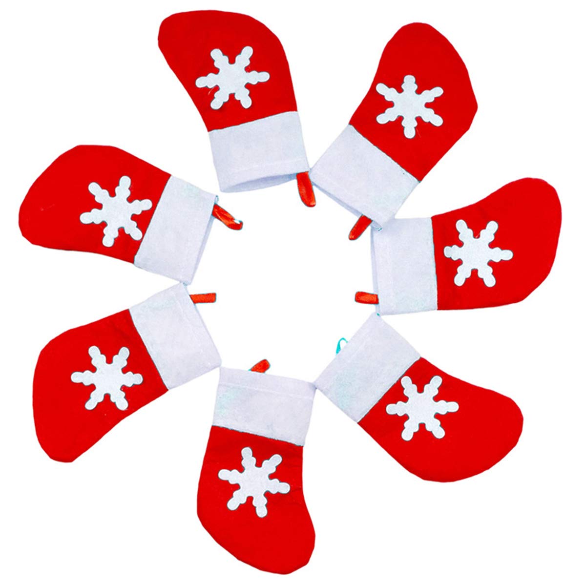 24 Packs Christmas Dinner Table Decorations, Mini Snowflake Tableware Holders, Christmas Socks Decoration Xmas Candy Pouch Bag Socks Stockings Knife Spoon Fork Bag for Christmas Party Decoration Gifts