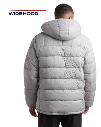 Reebok Mens Winter Jacket - Heavyweight Quilted Puffer Parka Coat - Insulated Sherpa Lined Outerwear Jacket for Men, M-XXL, Size Medium, Steel Grey/Black