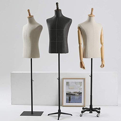 Tailors Dummy Mannequins Adjustable Metal Male Mannequin Torso Body Busts with Black Stand Manikin Model Dummy for Clothing Display Dressform Mannequin