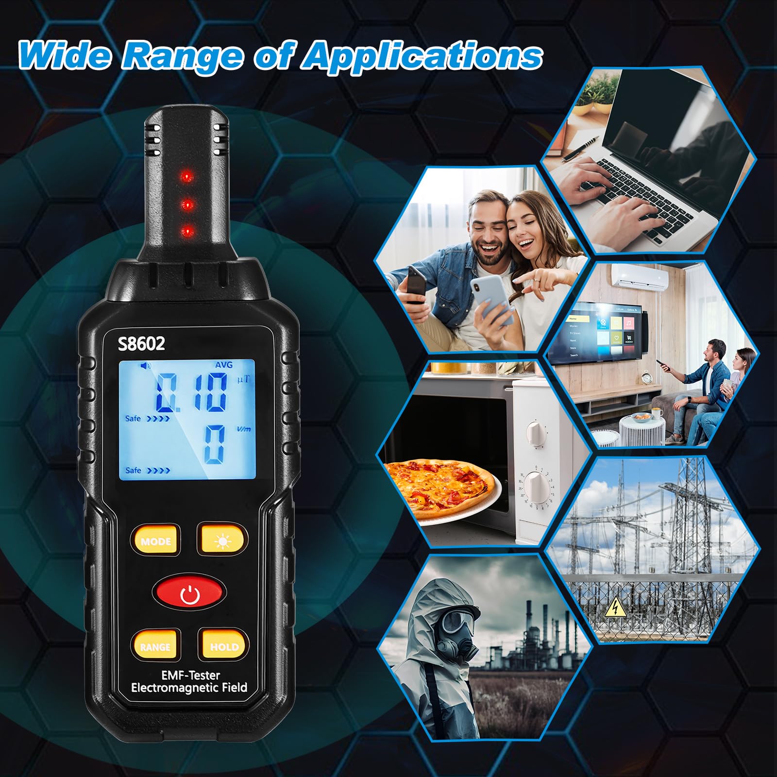 Dunzy LED Emf Meter Magnetic Field Detector, Ghost Hunting Equipment Kit, Paranormal Equipment Emf Detector Ghost Equip for Outdoor Hunting(White)