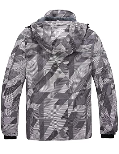 wantdo Men's Waterproof Ski Jacket Warm Winter Snow Coat Mountain Windbreaker Black & White Flora M