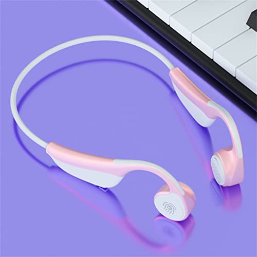 ADKNY Bluetooth 5.0 Stereo Bone Conducting Earphones, Open Ear Dual Listening Wireless Sport Headphones with Mic, for Swimming, Cycling, Workout,Pink
