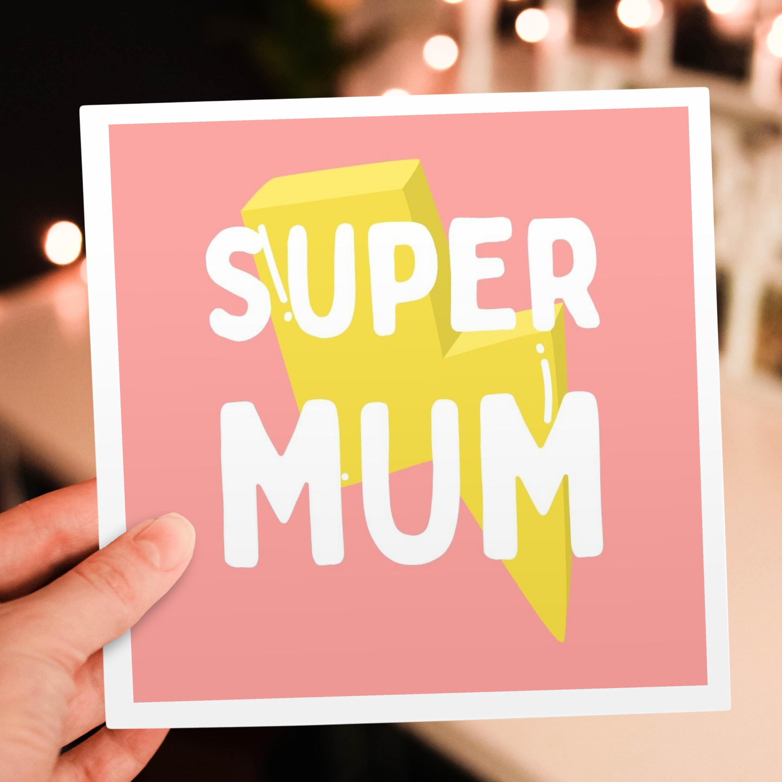 3dRose Greeting Card - Energetic Mom Super Mom Birthday and Mothers Day Greeting Gift Rosette - Mom Birthday
