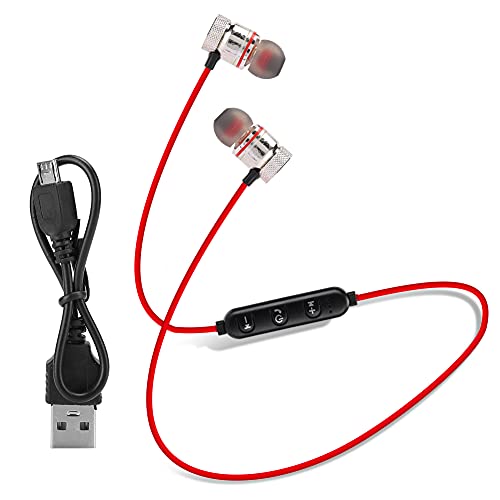 Richer-R Sport Bluetooth Headphones,Wireless Bluetooth Sports Earphone in-Ear Stereo Noise Reduction Headphone Headset,Neck Hanging in-Ear Sports Earphone(Red)