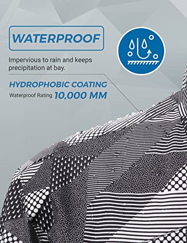 wantdo Men's Waterproof Ski Jacket Warm Winter Snow Coat Mountain Windbreaker Black & White Flora M