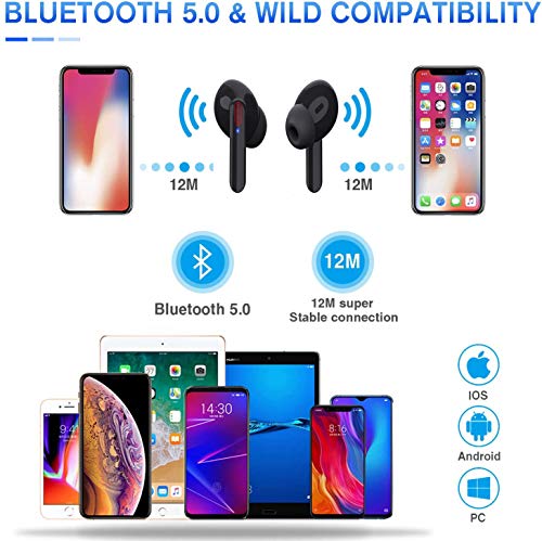 Wireless Earbuds Bluetooth 5.0 Earphones Noise-Canceling Headset with Charging Box,Built-in Microphone Headset 35 Playtime Suitable compatible for Samsung,Android,huawei Earbuds