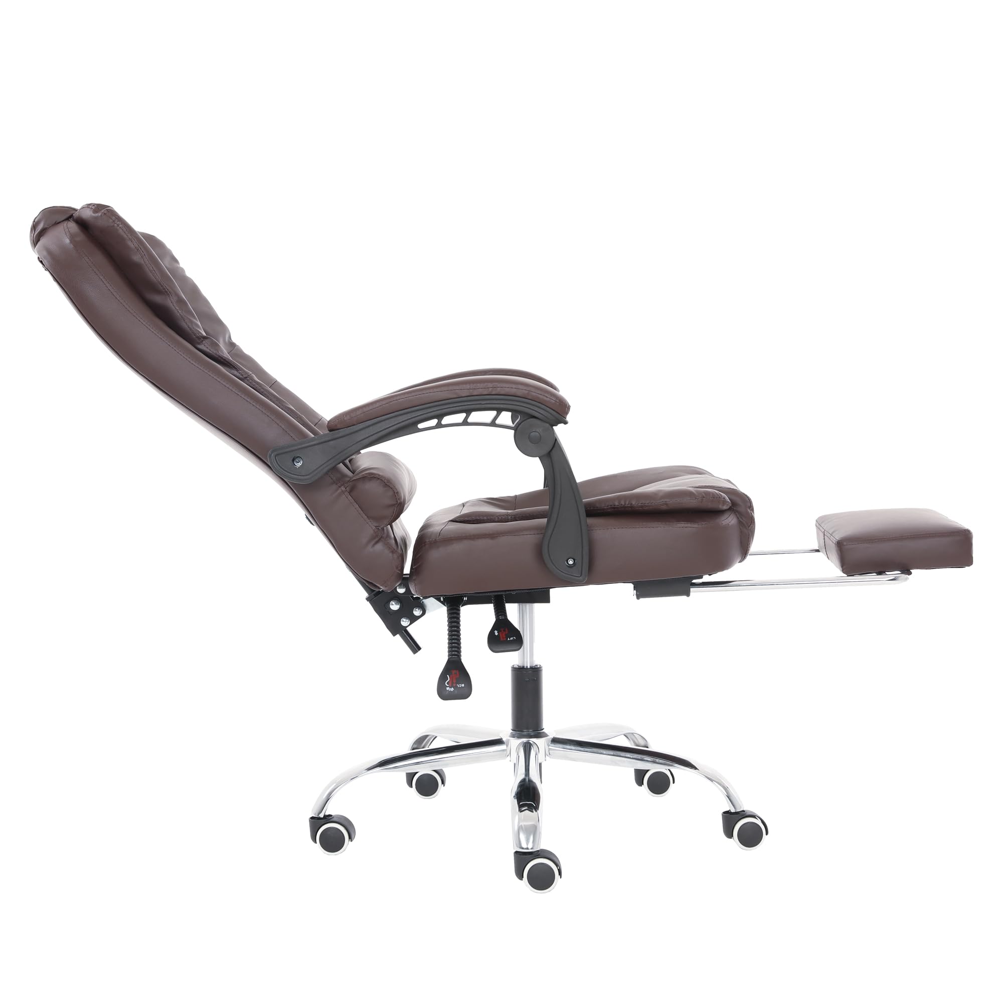BXCSMFA Executive Office Chair Black Leather Reclining Office Chair with Footrest, Ergonomic Massage Office Chair Comfortable Adjustable Computer Task Rolling Chair (Amber Massage Executive Chair)