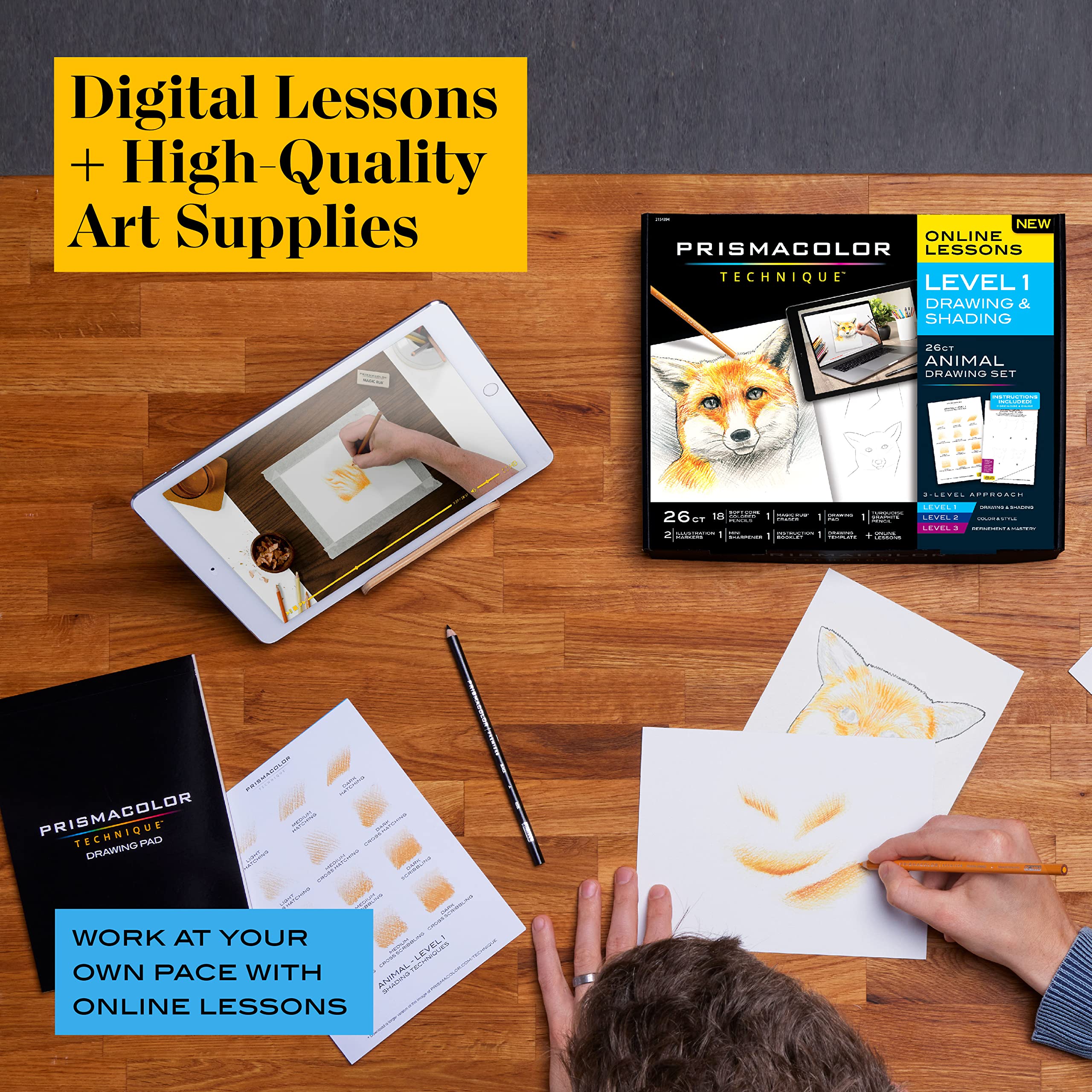 Prismacolor Technique, Art Supplies with Digital Art Lessons, Animal Drawings Set, 26 Count & Technique, Art Supplies and Digital Art Lessons, Nature Drawing Set, 26 Count