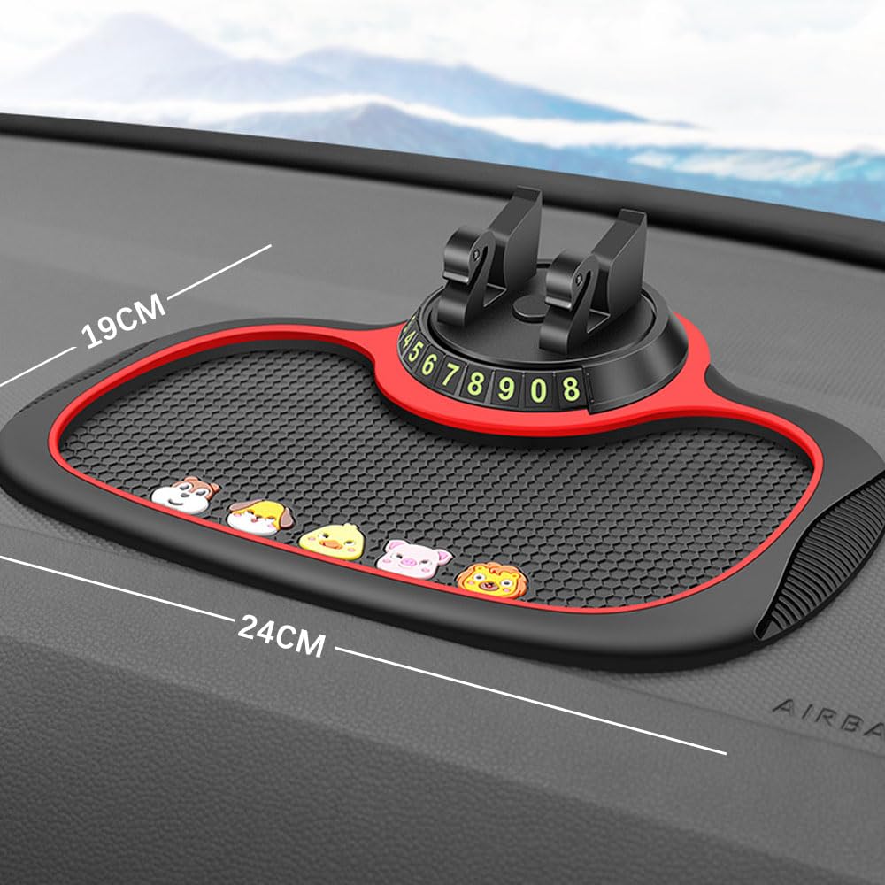 AIIONP Anti-Slip Dashboard Mount for Smartphones, 360 Rotation, Temporary Parking Number Material, Non-Slip, Compatible with Most Smartphones