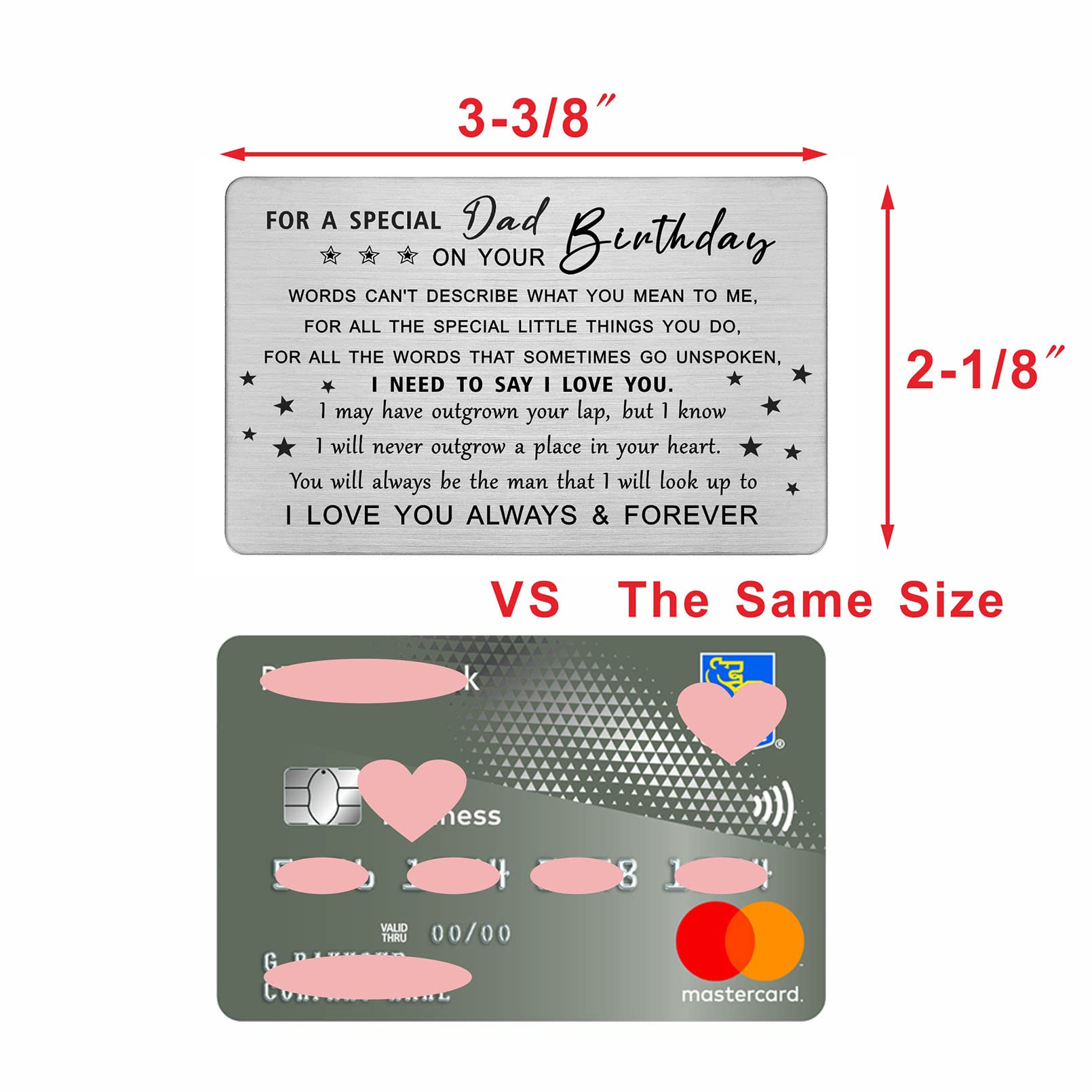 DEGASKEN Happy Birthday Dad Card - Dad Birthday Gift Ideas - Father Birthday Decorations, Engraved Wallet Card