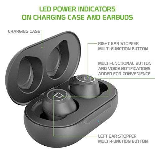 Wireless V5 Bluetooth Earbuds Compatible with LG G Pad 10.1 with Charging case for in Ear Headphones. (V5.0 Black)