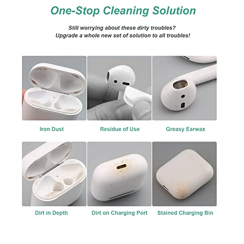 MOJOTORY Earbuds Cleaning Pen with Soft Brush, 18Pcs Bluetooth Earphone Cleaning Kit, Multifunctional Earpod Cleaner Set for Wireless Earbuds, Headphone, Cameras, Keyboard and Mobile Phone (White)
