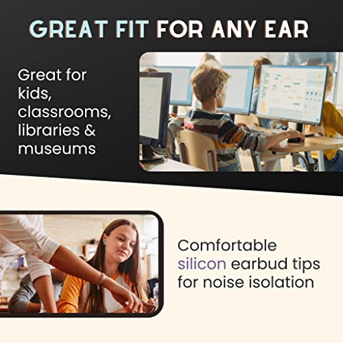 JustJamz Bulk Earbuds 50 Pack | Basic Ear Bud, Pearl White in-Ear Earbuds, Disposable Headphones, Class Set of Earphones for Students, Class, School, Kids, Classroom & Library, Wired Earbuds Bundle
