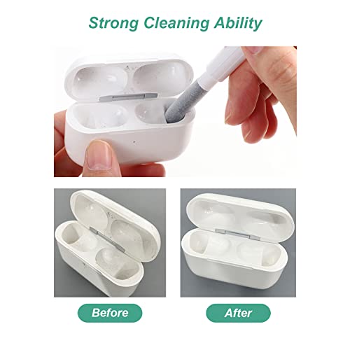MOJOTORY Earbuds Cleaning Pen with Soft Brush, 18Pcs Bluetooth Earphone Cleaning Kit, Multifunctional Earpod Cleaner Set for Wireless Earbuds, Headphone, Cameras, Keyboard and Mobile Phone (White)