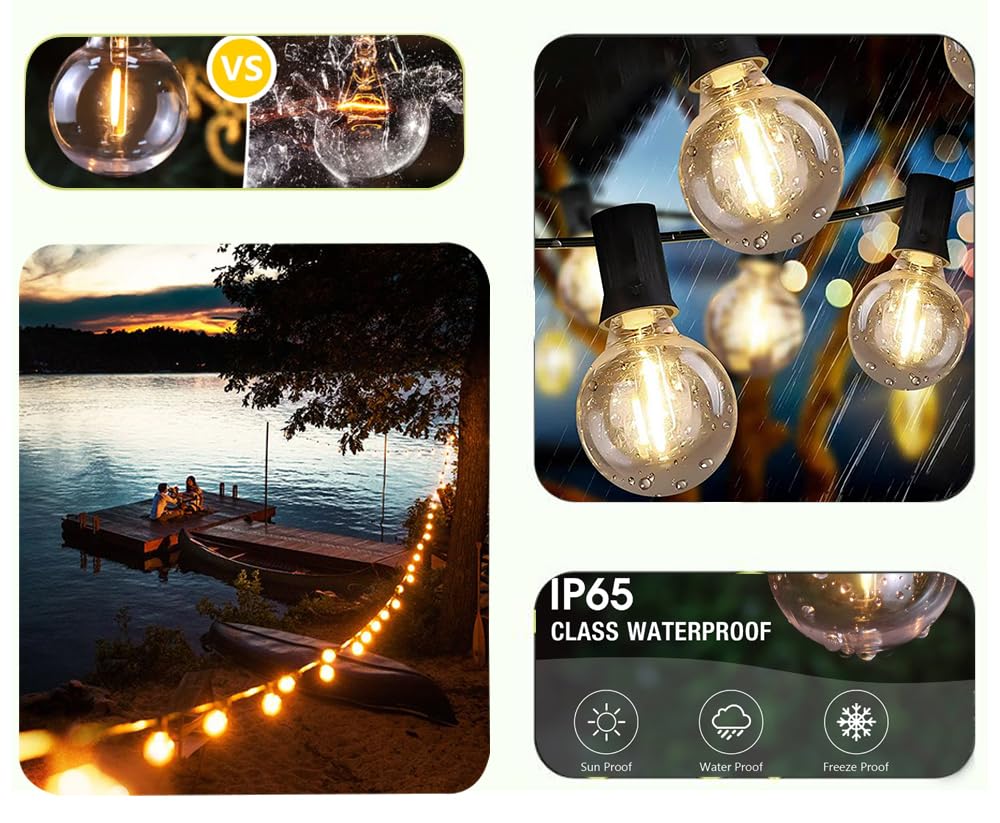 String Lights, Lampat 25Ft G40 Globe String Lights with Bulbs-UL Listd for Indoor/Outdoor Commercial Decor