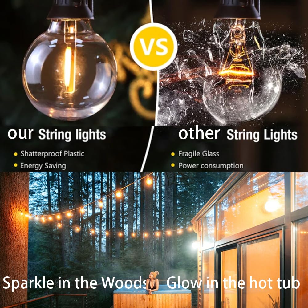 String Lights, Lampat 25Ft G40 Globe String Lights with Bulbs-UL Listd for Indoor/Outdoor Commercial Decor