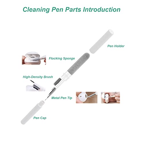 MOJOTORY Earbuds Cleaning Pen with Soft Brush, 18Pcs Bluetooth Earphone Cleaning Kit, Multifunctional Earpod Cleaner Set for Wireless Earbuds, Headphone, Cameras, Keyboard and Mobile Phone (White)