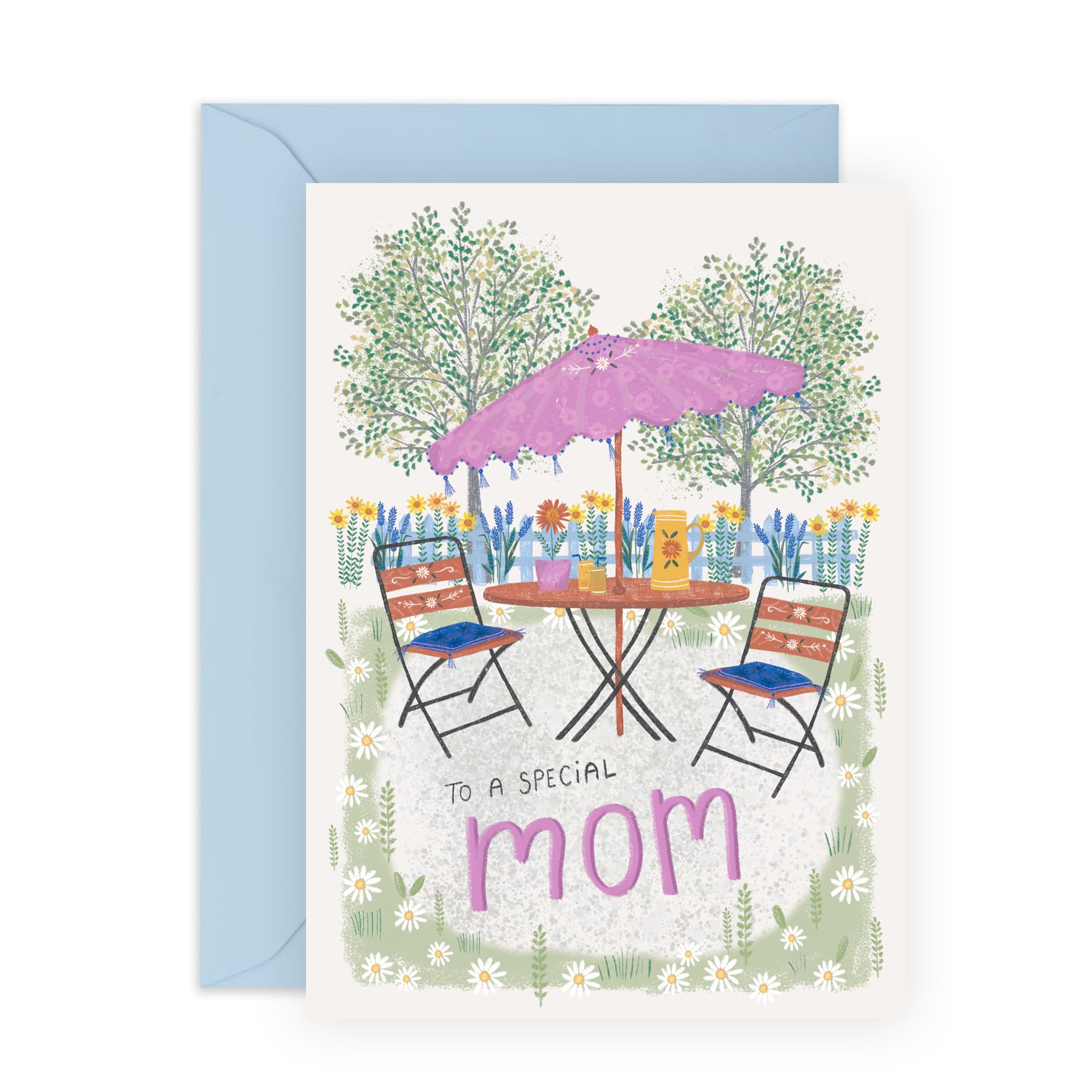 CENTRAL 23 Happy Birthday Card For Mom - To A Special Mom - Pretty Floral Greeting Cards For Her Women Female - Gifts For Mothers Day - Pink Pastel Flower Garden - Comes With Fun Stickers